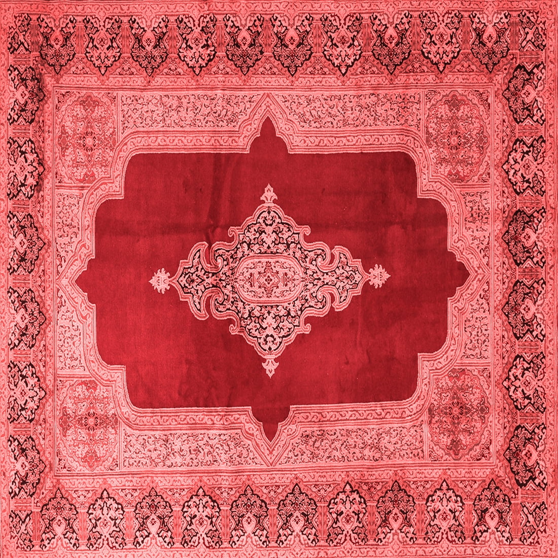 Ahgly Company Indoor Square Medallion Red Traditional Area Rugs, 6 ...
