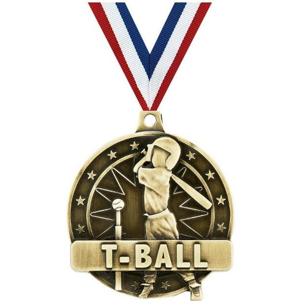 T Ball Player Medals, 2" Gold Diecast T Ball Player Medal Award 100 ...
