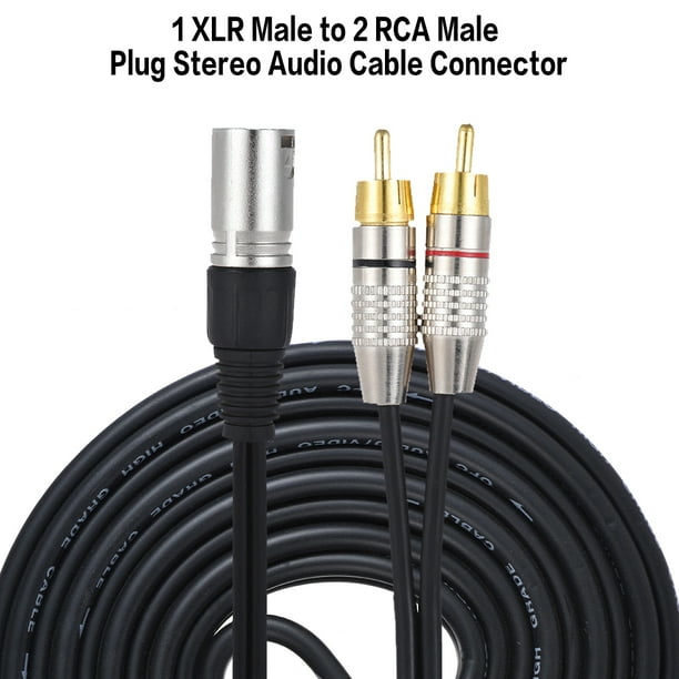 1 XLR Male to 2 RCA Male Plug Stereo Audio Cable Connector Y Splitter Wire Cord (5 meters / 16 ...