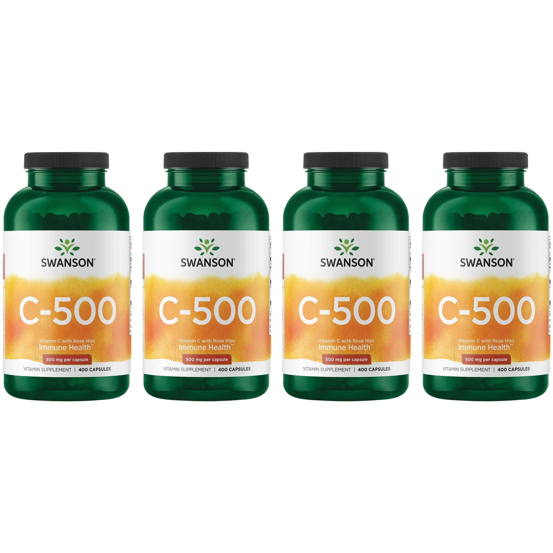 Swanson C-500 - Vitamin C with Rose Hips 500 mg 400 Caps 4 Pack ...
