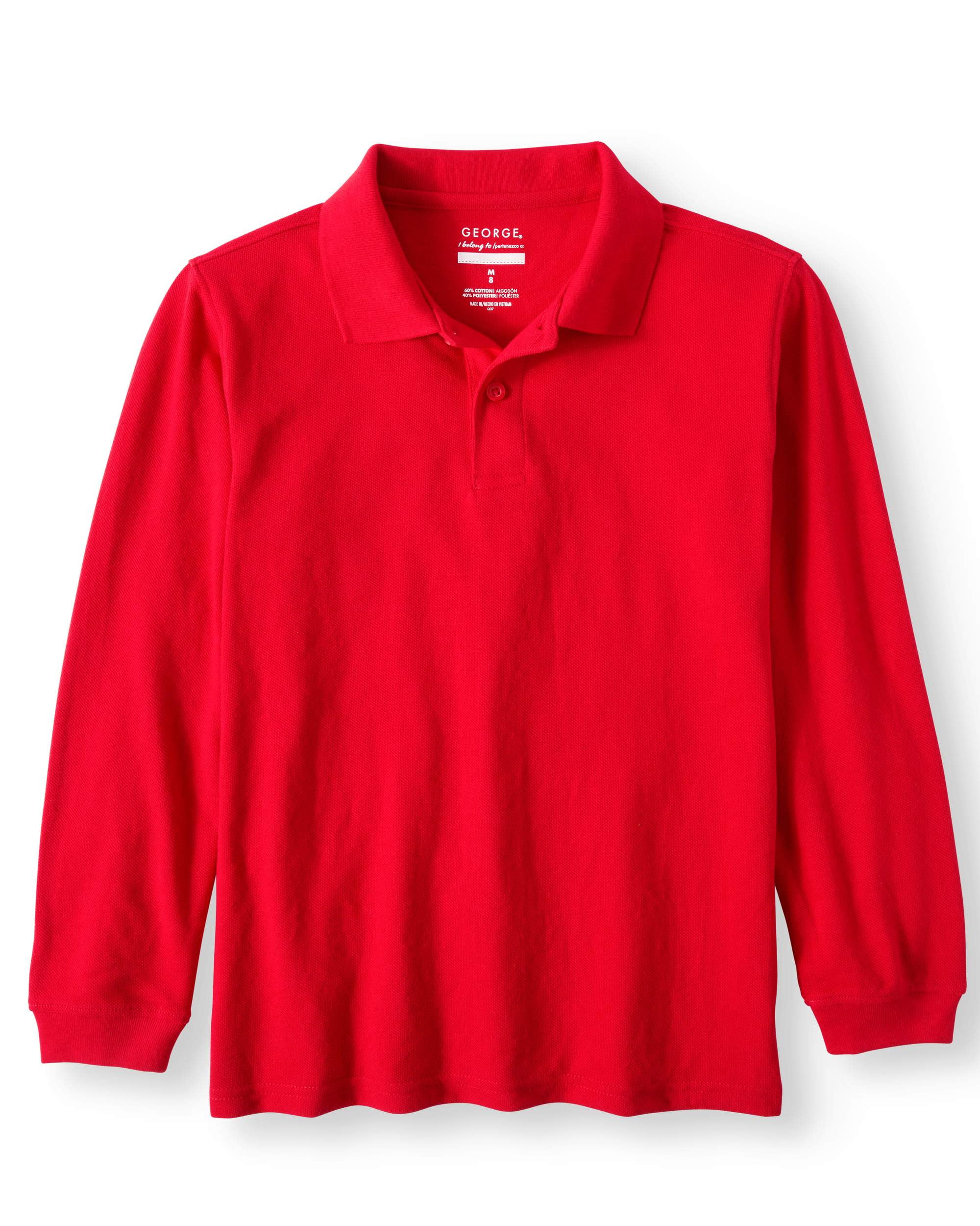 George Boys School Uniforms Long Sleeve Pique Polo Shirt - Walmart.com