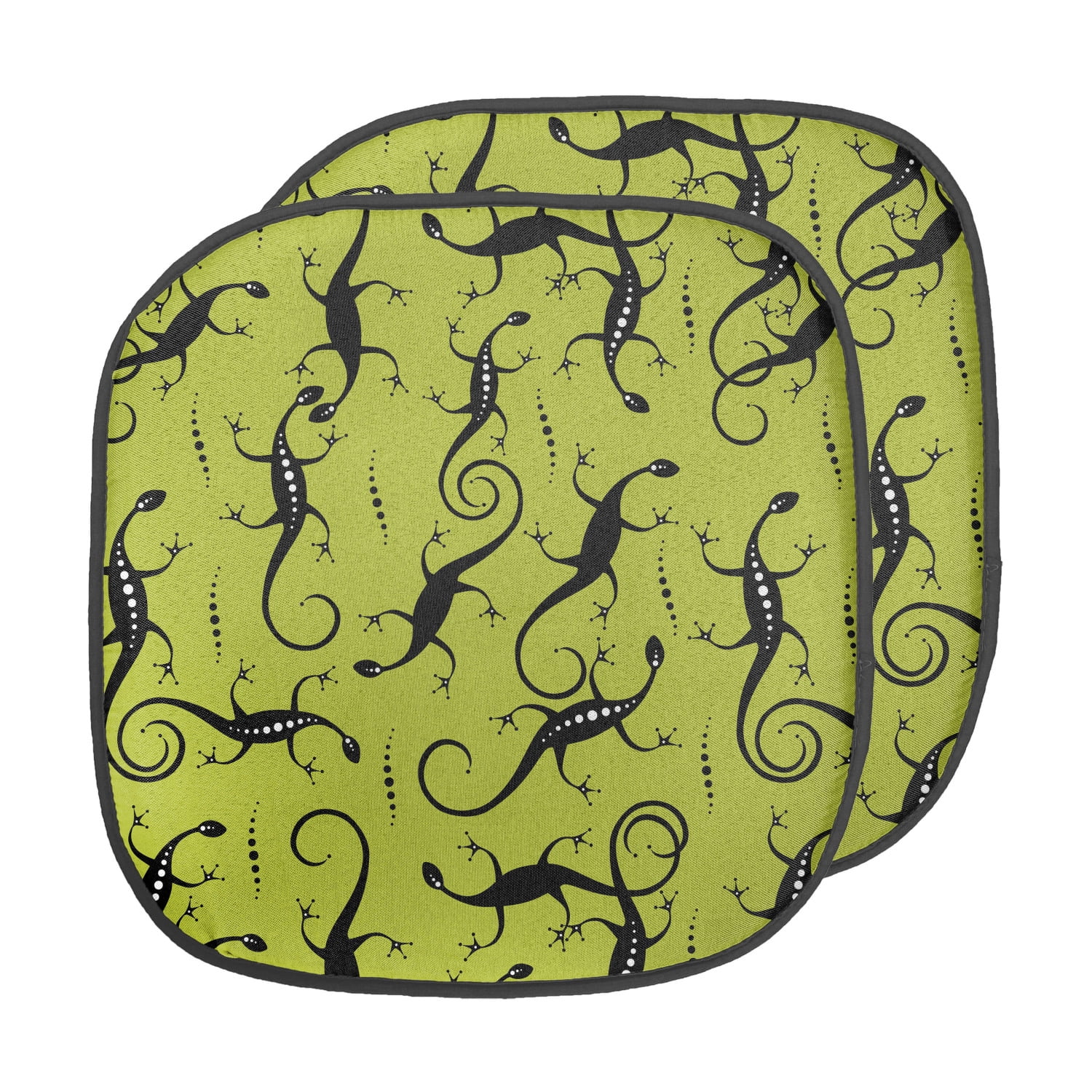 Lizards Chair Seating Cushion Set of 2, Slender Shapes of Reptiles with ...