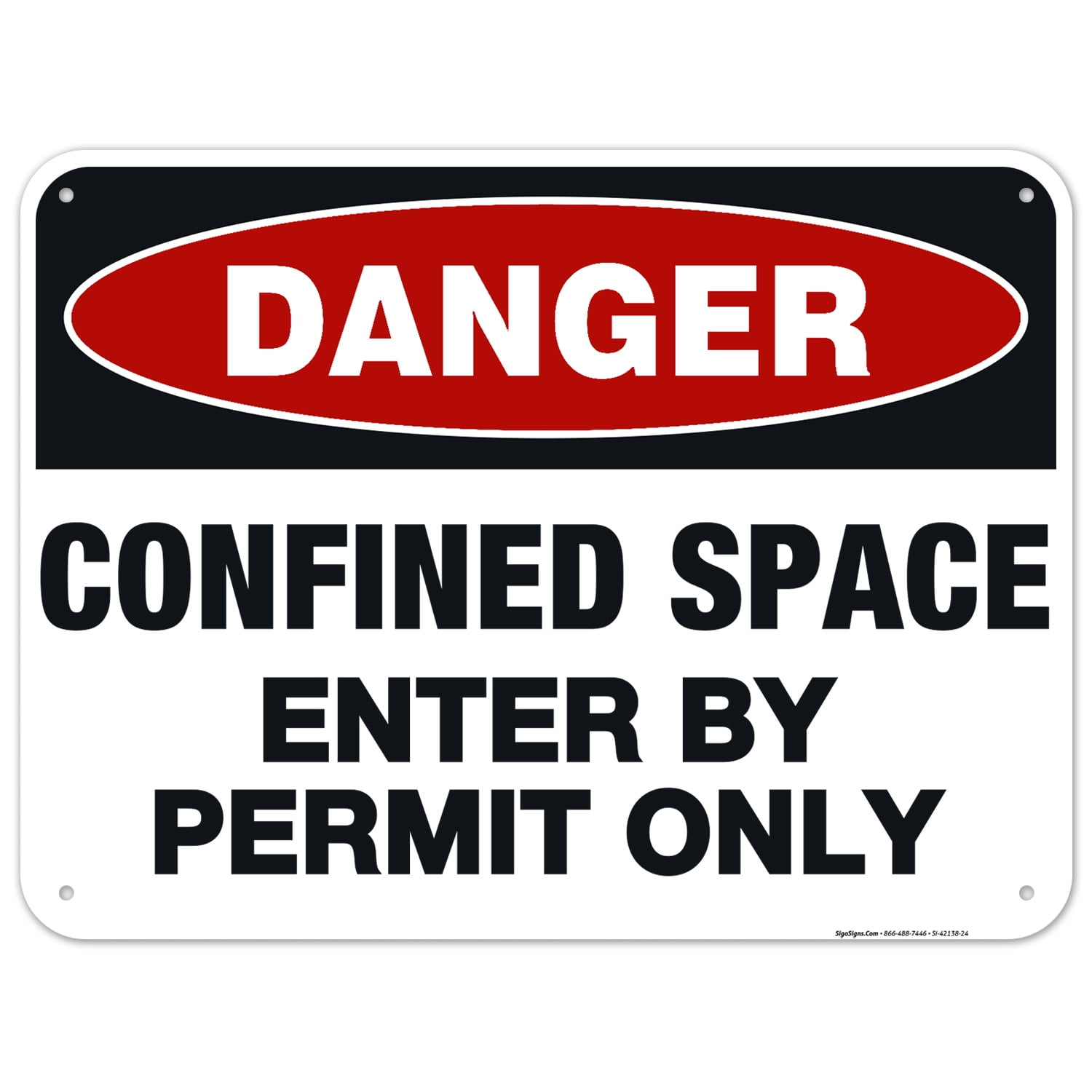 Danger Confined Space Sign, Enter by Permit Only Sign, - Walmart.com