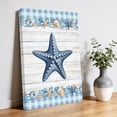 Blue Anchor Coastal Canvas Wall Art for Living Room, Summer Starfish ...