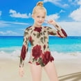 BZSMCE Swimwear Roses Light Orange Background Pattern For Long Sleeve ...