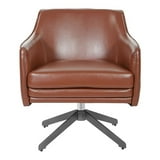 Faux Leather Guest Chair in Saddle Brown Faux Leather with Black Base ...
