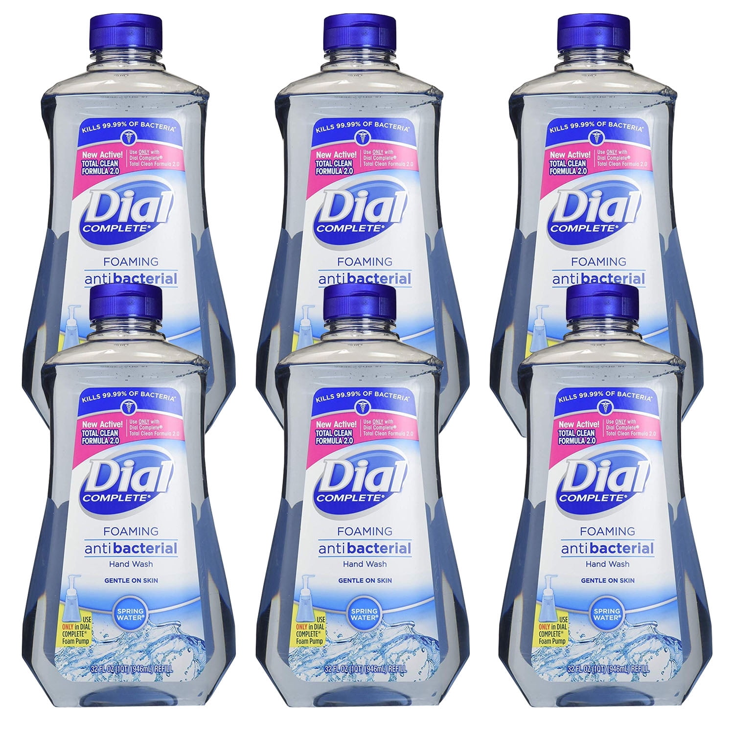 Dial Foaming Soap Refill, Spring Water Hand Wash, 32 Oz, 6 Pack ...