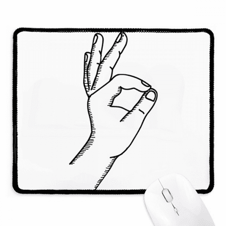 OK Gesture Line Drawing Pattern Mousepad Stitched Edge Mat Rubber Gang ...