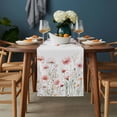 Flowers Table Runner 13x48 inch Watercolor Floral Cotton Linen Dining ...