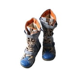 TMA EYES Strape-Accent Washed PU Leather Flat Women's Boot with Plus ...