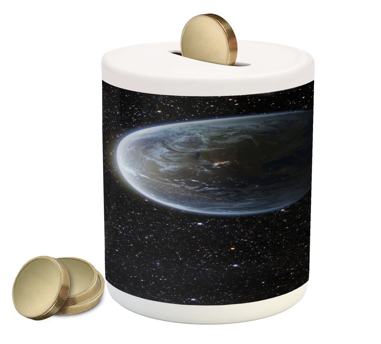Galaxy Piggy Bank, Scenic View of Planet Earth from Moon Dark Cosmos ...