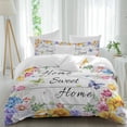 4 Piece Duvet Cover Set Cal king, Spring Floral Retro White Plank Soft ...