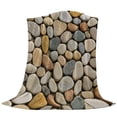 Brown Cobblestone Style Fleece Throw Blanket Modern Abstract Beach ...