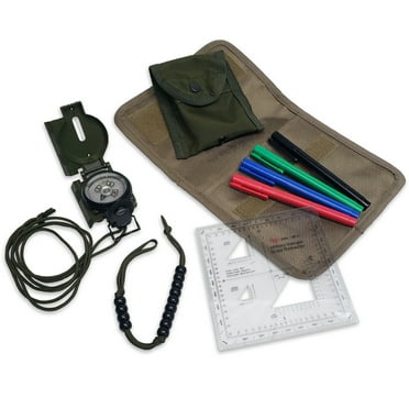 Land Nav Kit with Lensatic Compass, Protractor, Pace Counter & Map ...