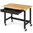 Gymax 48 Inch Mobile Garage Workbench Bamboo Top with Casters and ...