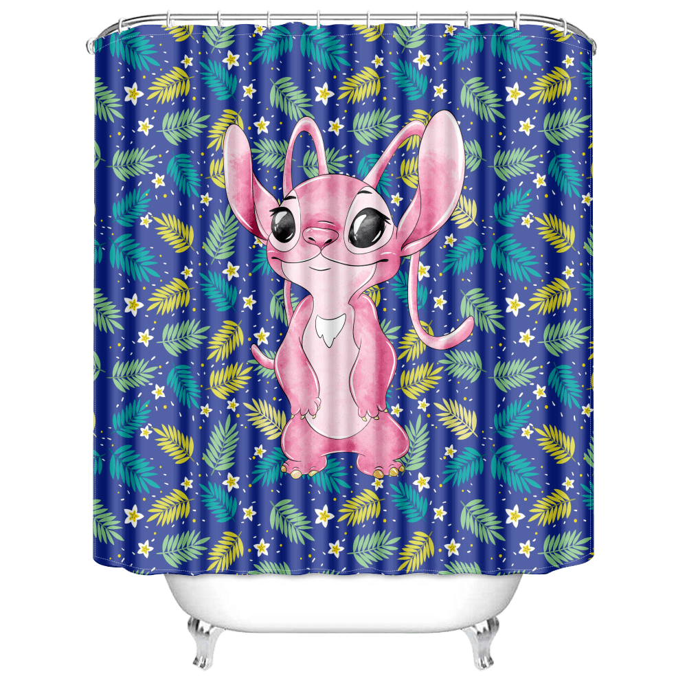 Lilo And Stitch Shower Curtain Set Cartoon Bathroom Decor Curtain With