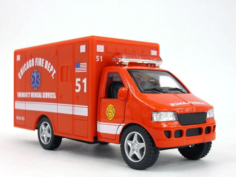 5 inch Chicago Fire Department Red Ambulance Scale Model - Red ...