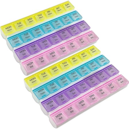 Weekly Pill Organizer - 4-Times-a-Day Pill Planner (Pack of 2) Pill Box ...