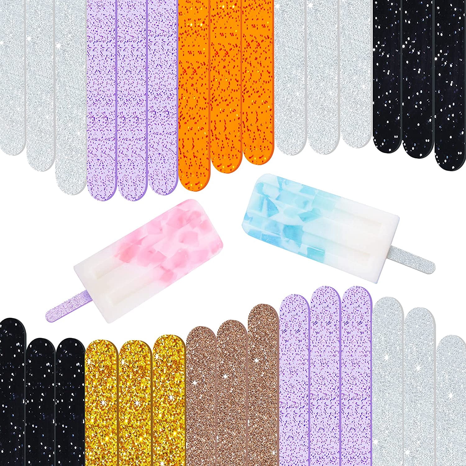 30 Pieces Acrylic Cakesicle Popsicle Sticks Reusable Ice Cream Sticks ...