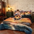 Manfei Sunset Eagle Full Size Bedding Sets, Ocean Wave Full Size Bed in ...