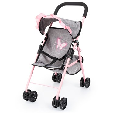 Bayer Design Dolls: Pram Xeo: Butterfly Grey & Pink - Matching Handbag ...