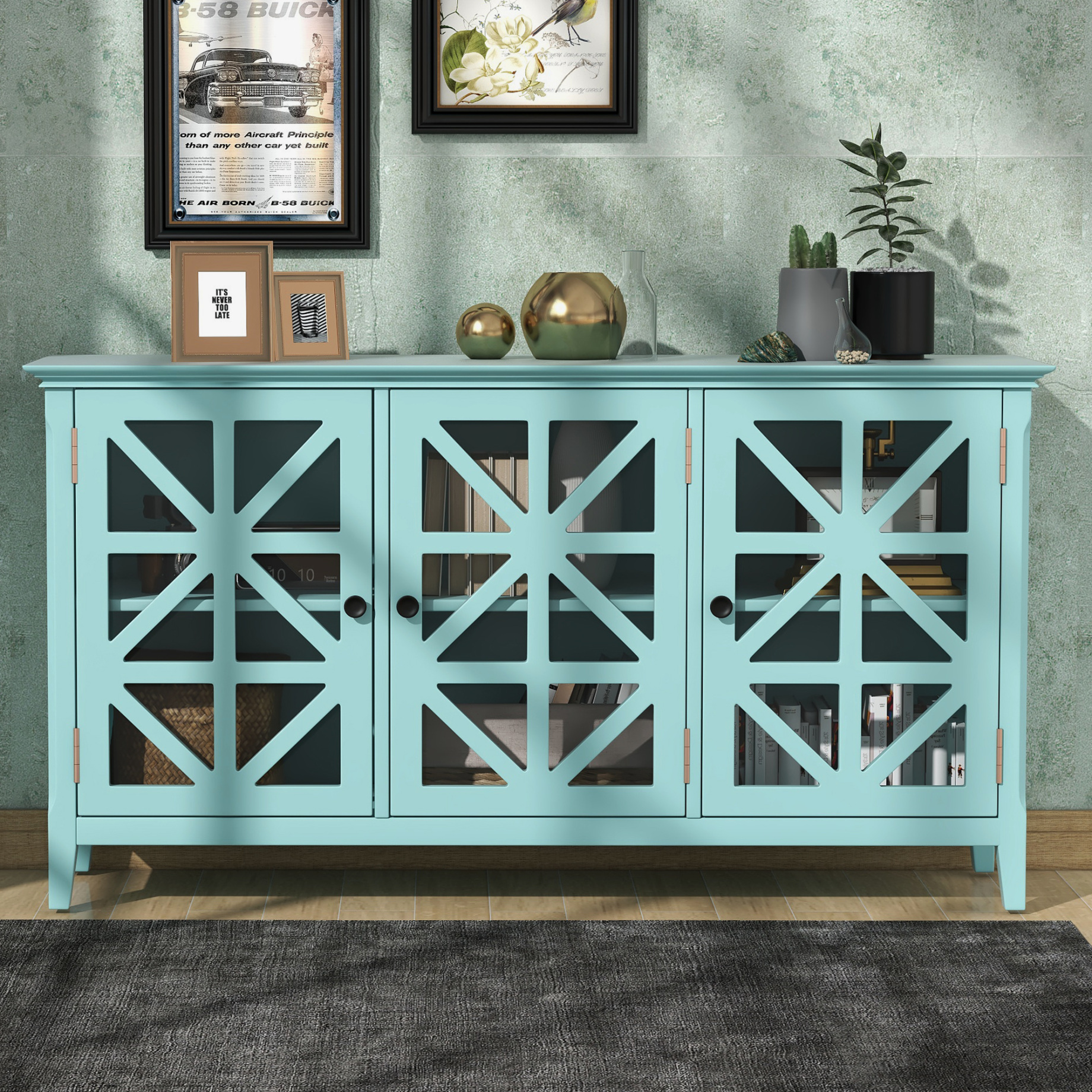 62.2’’ Accent Cabinet Modern Console Table Sideboard,Sideboard Buffet ...