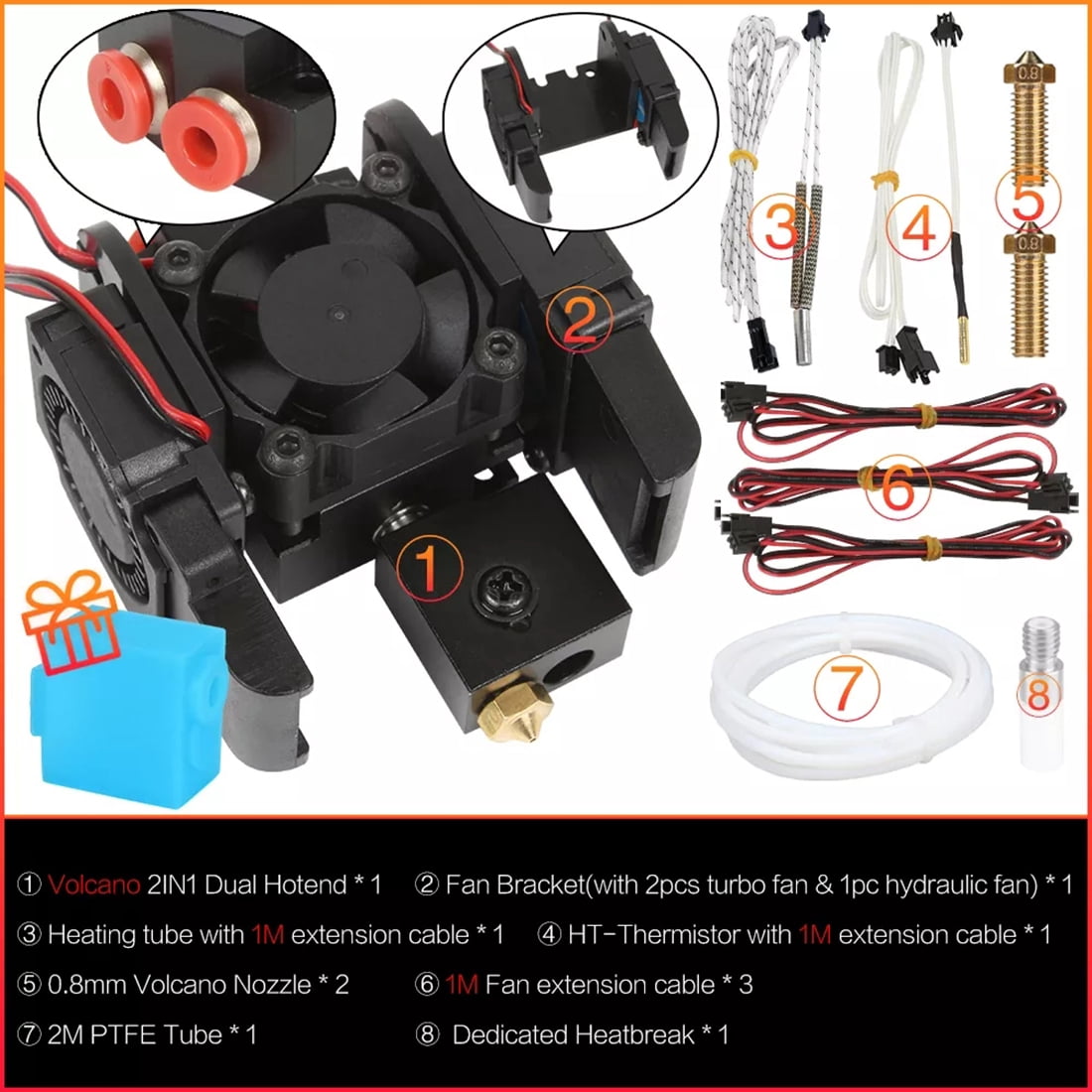 2 in 1 out Dual Extruder Hotend Switch Color Bowen Multi-extrusion J ...
