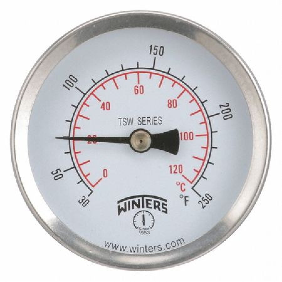 Winters TSW174LF Lead free Well Hot Water Thermometer, 1/2" NPT, 30 to ...
