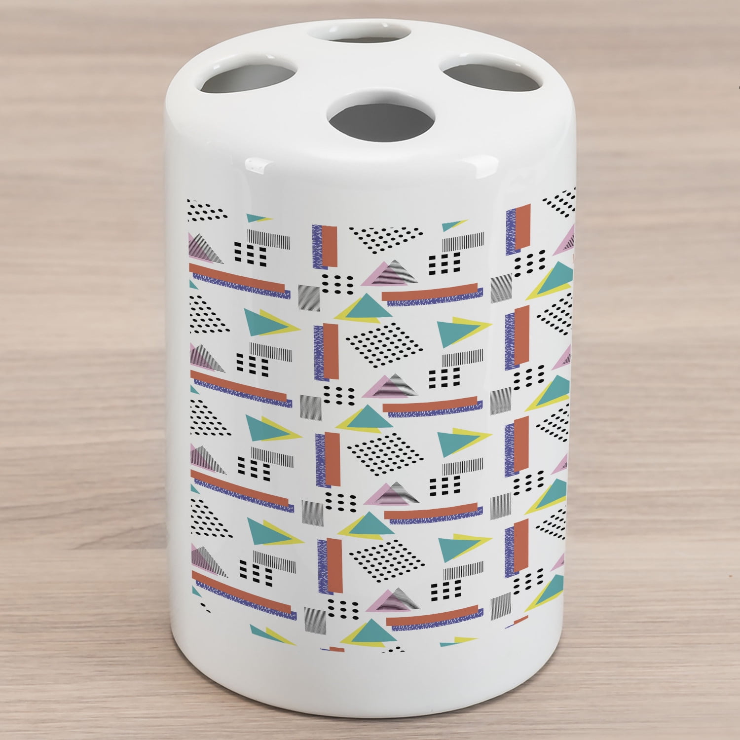 90s Ceramic Toothbrush Holder, Memphis Style Geometrical Illustration ...