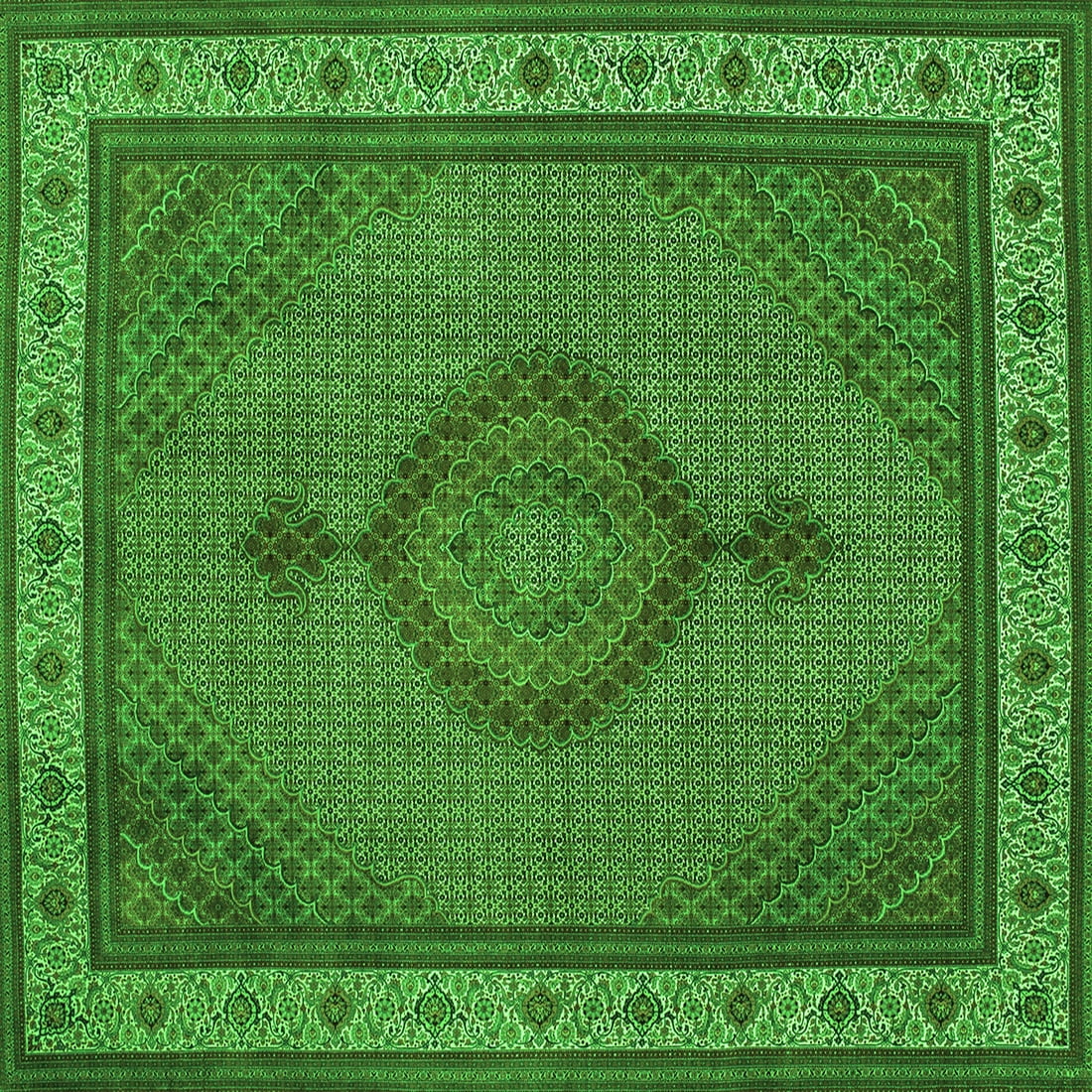 Ahgly Company Indoor Square Medallion Green Traditional Area Rugs, 6 ...