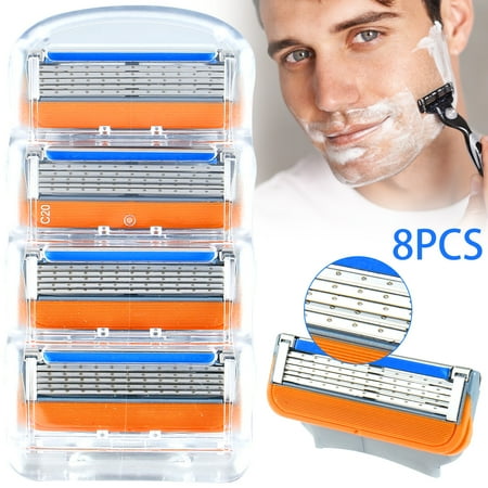 8pcs Mens Razor Blade Refills Comfort Smooth Shaving Replacement Razor ...