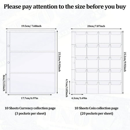 20 Sheets Coin Collection Page and Currency Collection Pages, Coin ...