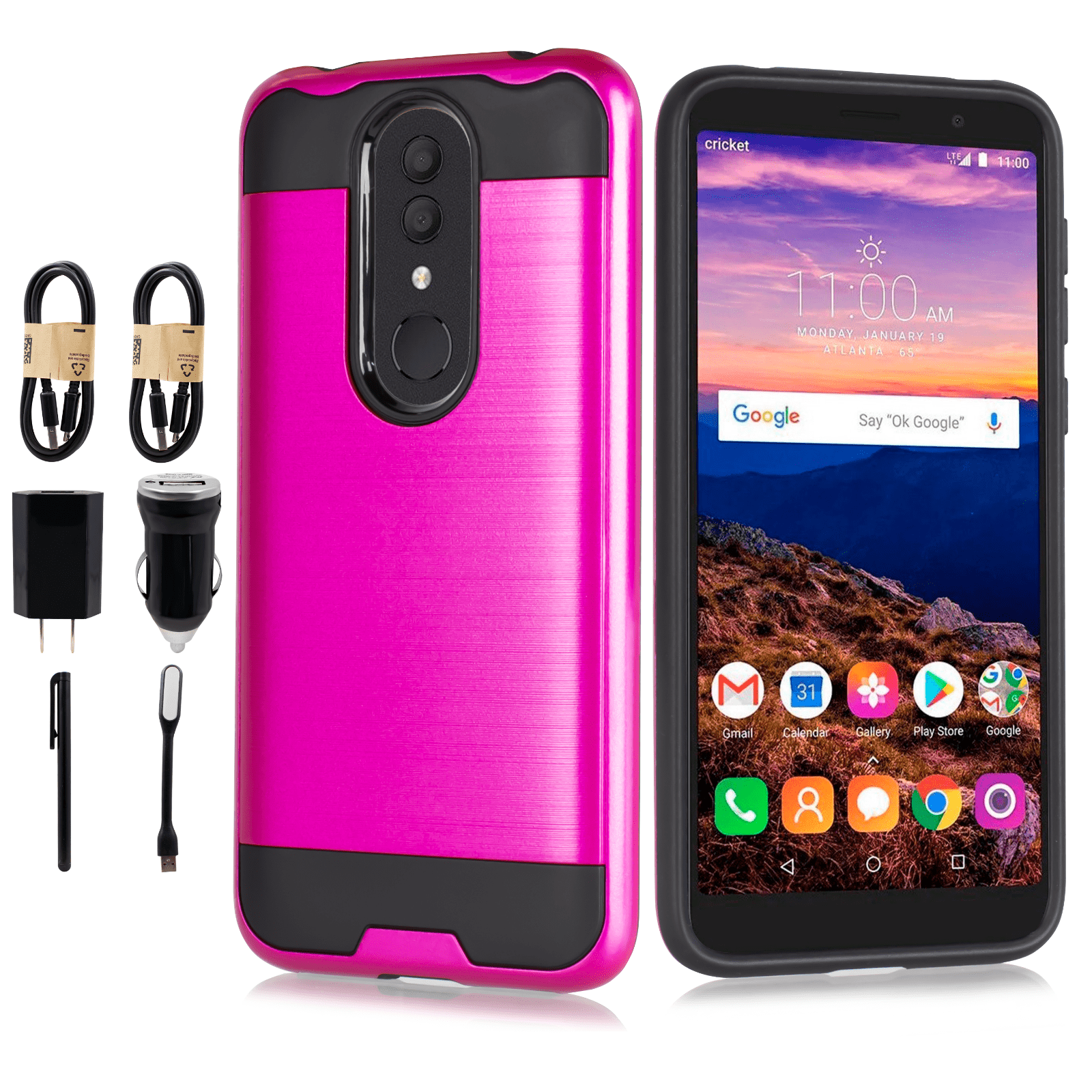 ~Value Pack~ for 5.5" Alcatel ONYX Brushed Metal Slip Resistant Dual ...