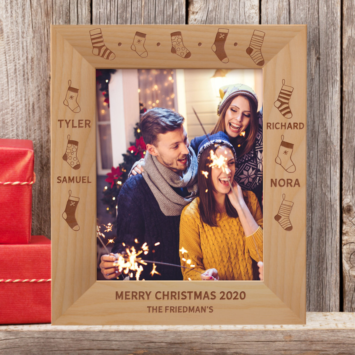 Merry Christmas, The Friedman's Personalized Wooden Frame 8" x 10 ...