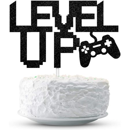 Level Up Cake Topper Video Game Party Cake Decoration Glittery Birthday ...