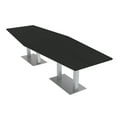 10 Person Modular Powered Hexagon Conference Table Square Metal Bases ...