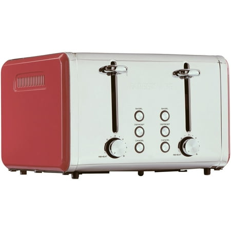 Farberware 4 Slice Red Toaster with 3 Preset Functions & Removable ...