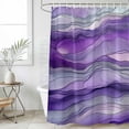 Abstract Art Purple Gray Wave Shower Curtain Set, Waterproof Shower ...