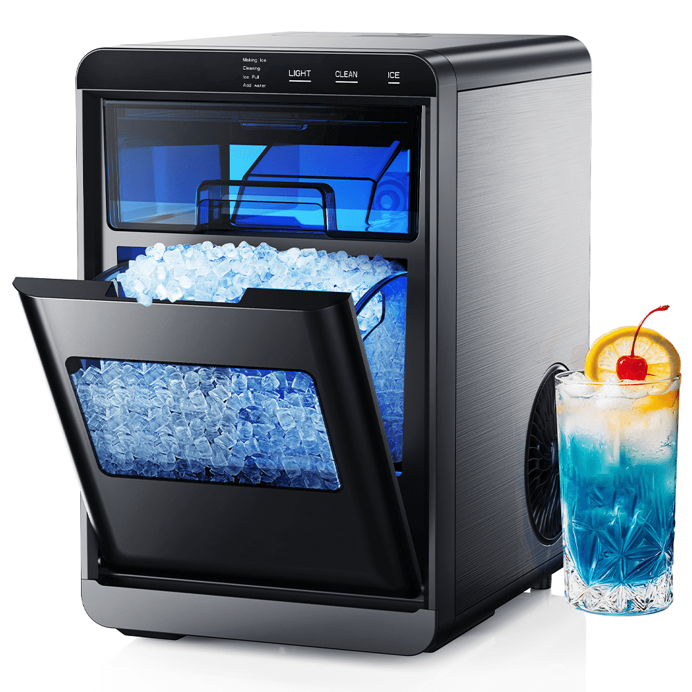 Simzlife Nugget Ice Maker Countertop, 44lbs/24H, Self-Cleaning, Soft ...