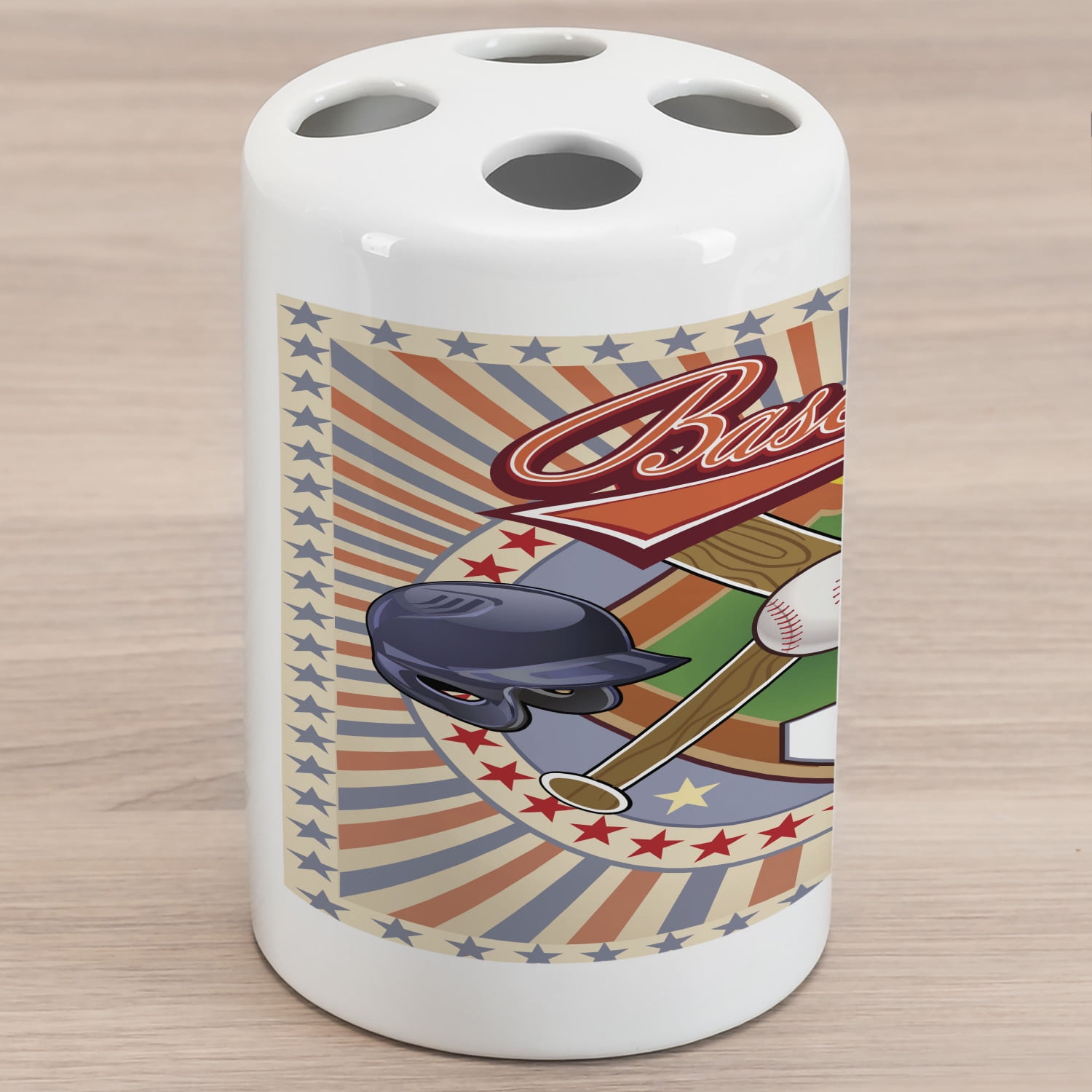 Baseball Ceramic Toothbrush Holder, Retro Pop Art Softball Logo ...