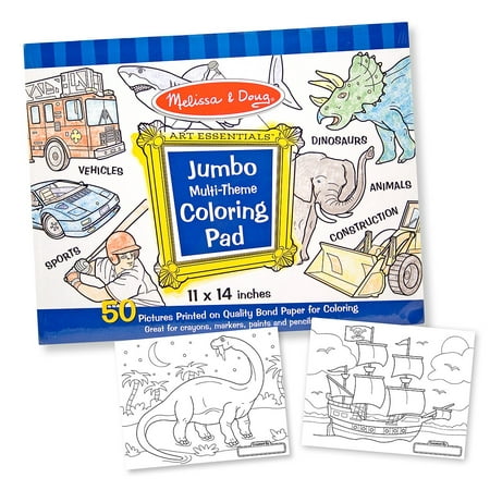 Melissa & Doug Jumbo 50-Page Kids' Coloring Pad - Space, Sharks, Sports ...