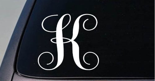 LETTER K 6" monogram sticker decal truck car window teach craft ...