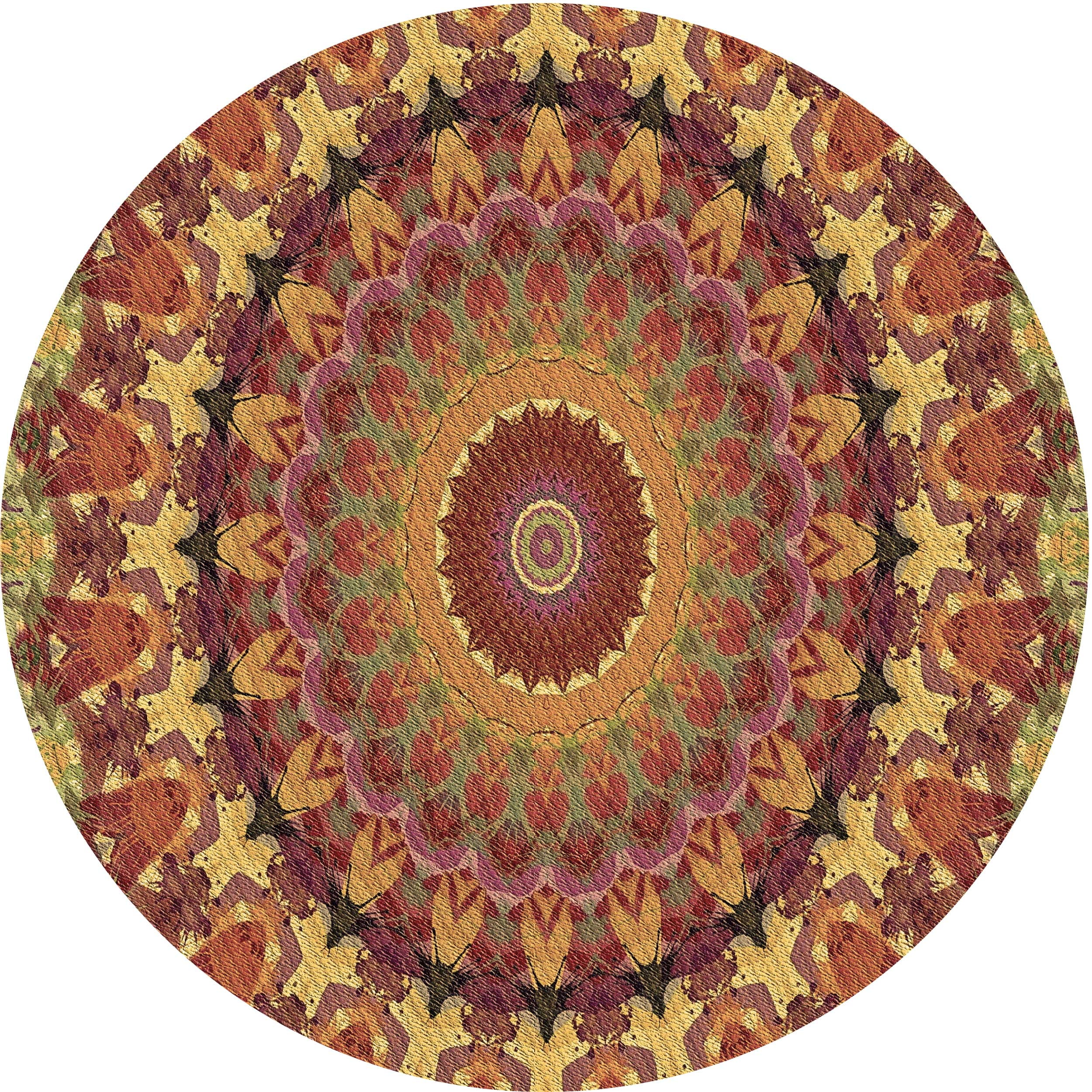 Ahgly Company Indoor Round Patterned Caramel Brown Area Rugs, 8' Round ...