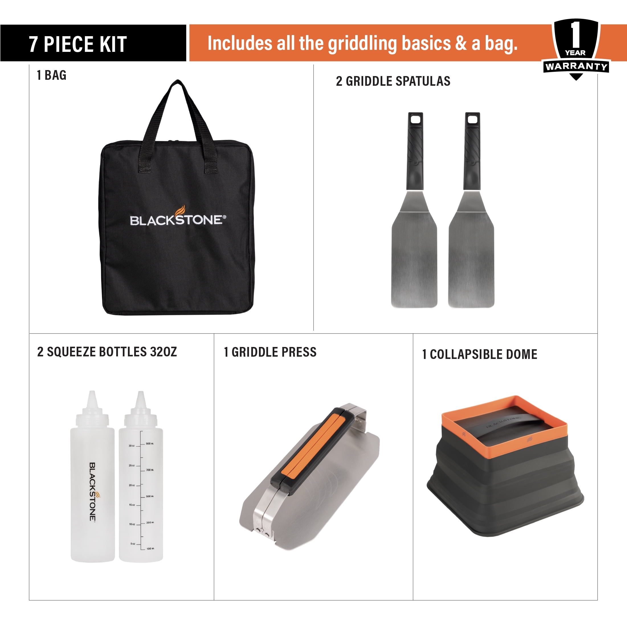 Buy Blackstone Adventure Ready 7 Piece Griddle Tool Kit Gift Set with ...