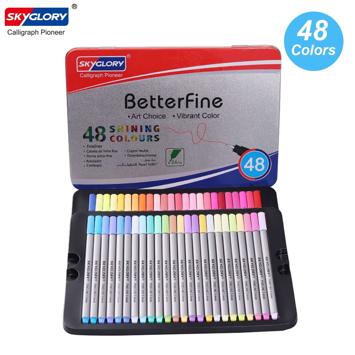 SKYGLORY Fineliner Color Pens 0.4mm Fine Point Marker Pen Set Metal ...