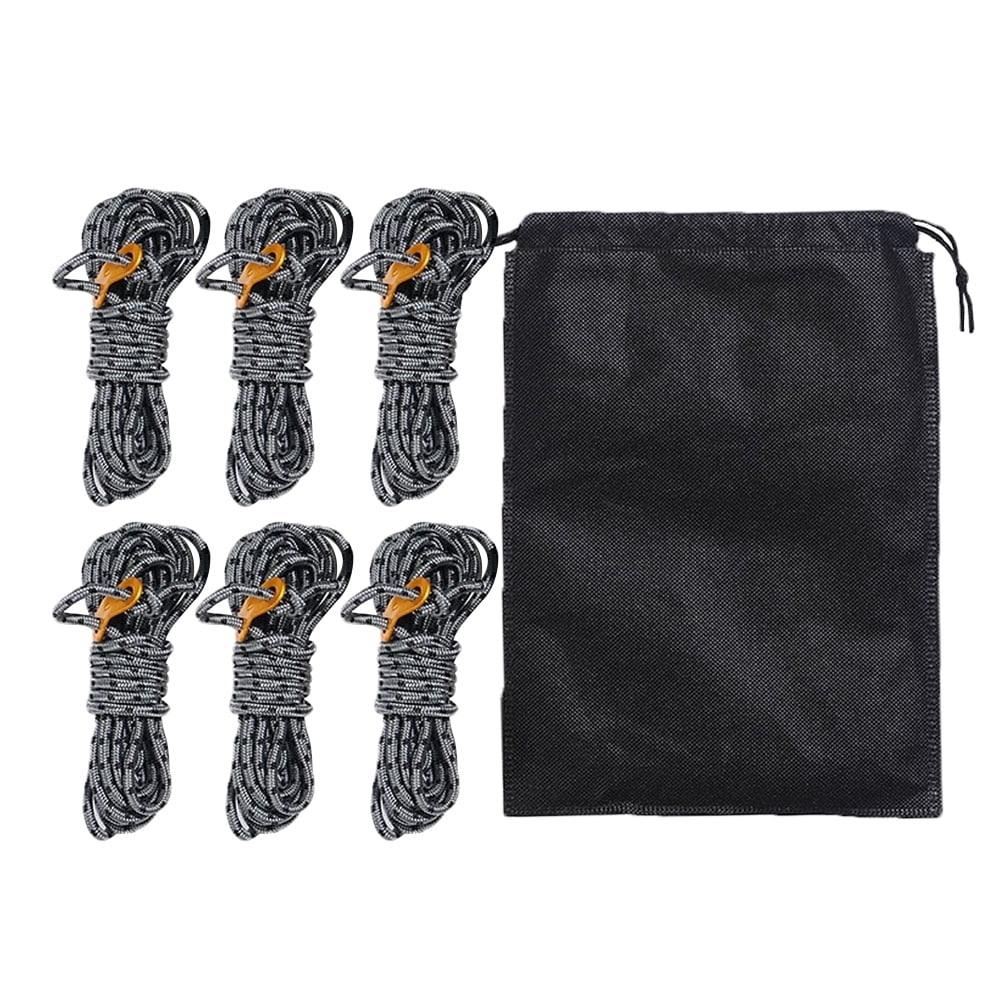 6 Pack 5mm Outdoor Guy Lines Tent Cords Camping Rope with Adjuster ...
