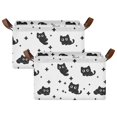 Black Cat White Pattern Collapsible Storage Bin Open Home Shelf Basket ...