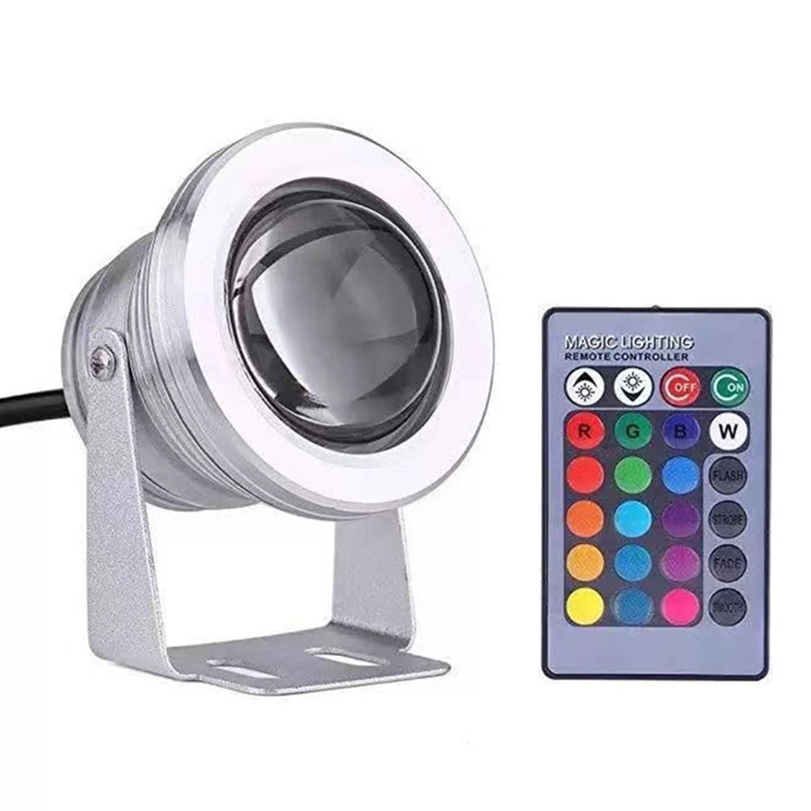 lulshou 10W 12V RGB LED Underwater Flood-Light Multi-Color Waterproof ...