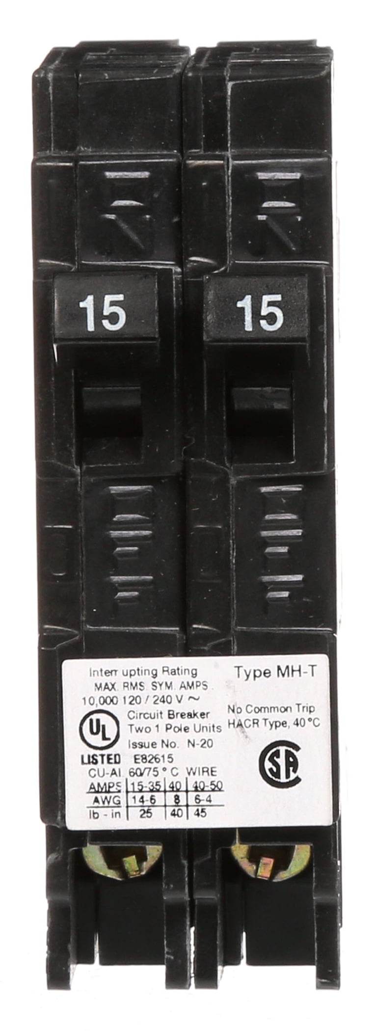 Murray 15a/15a Duplex Circuit Breaker, Siemens, MP1515N - Walmart.com
