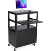 Extra Wide Steel Adjustable Height AV Cart With Pullout Keyboard Shelf ...